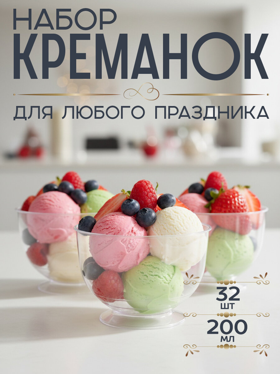 Креманка одноразовая, для десерта, для салата 32 шт.
