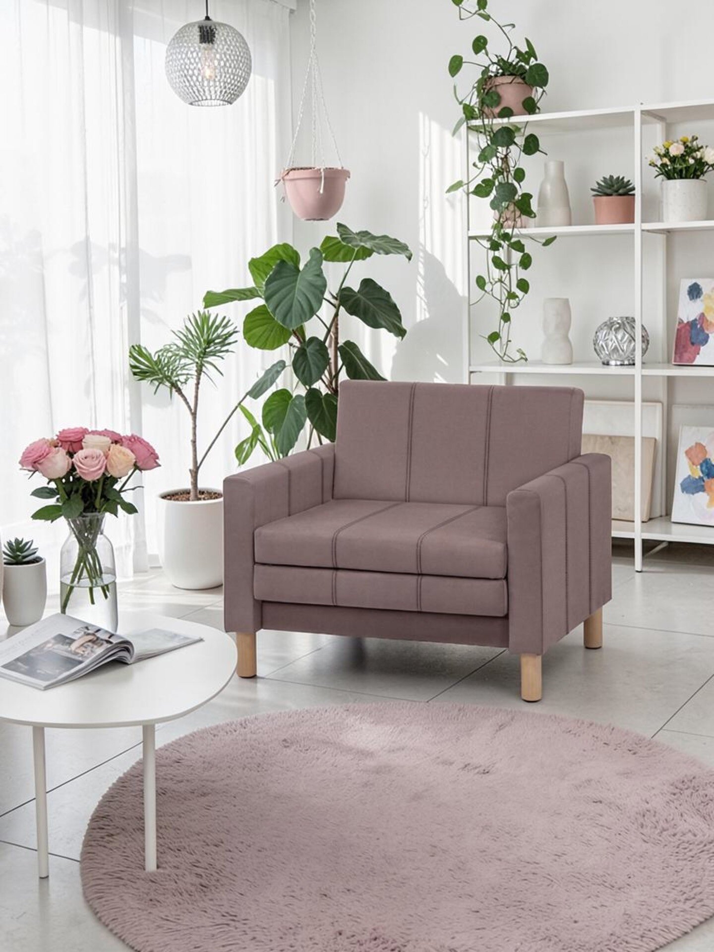 Кресло-кровать Уют Лайт Velutto 37 NEW 91x76x81 см, розовый Велютто, выкатной GOODFORM