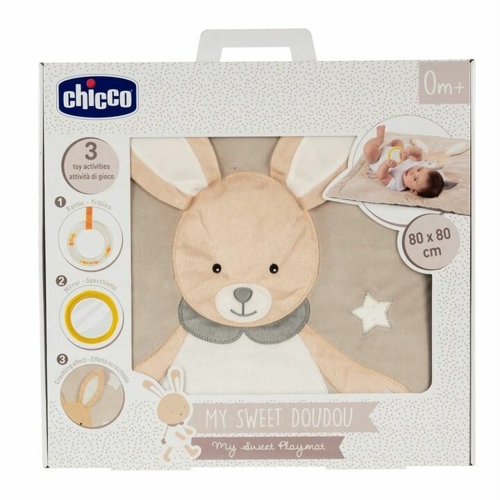 Развавающий коврик Chicco My Sweet DouDou - Мягкий интерактивны коврик Кролик 80х80см 0+, Чико 97151