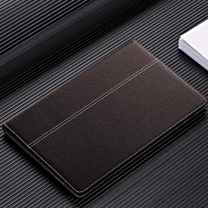 Кожаный чехол для iPad Pro 2024 13 дюймов, темно-коричневый, текстура личи