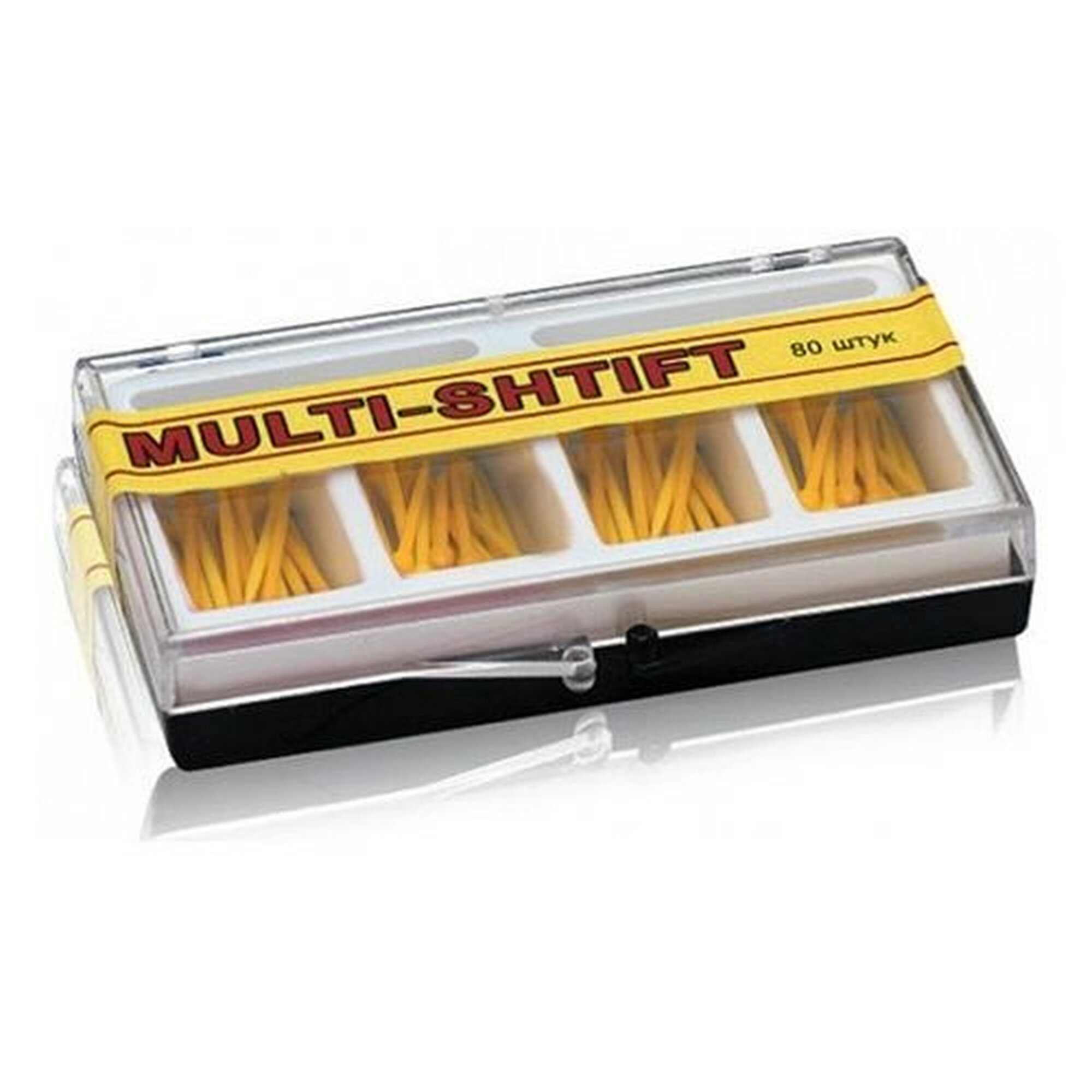 Штифты Рудент Multi-Shtift, беззольные, желтые, №2, 1,2 мм, 80 штук