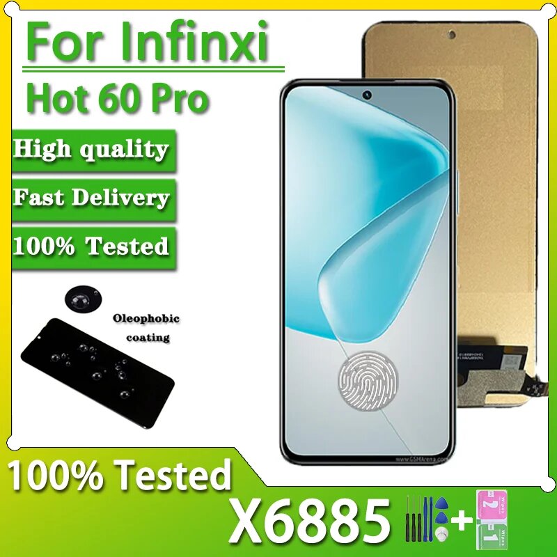 6,78-дюймовый протестированный ЖК-дисплей для Infinix Hot 60 Pro, дигитайзер сенсорного экрана в сборе для Infinix X6885, замена дисплея