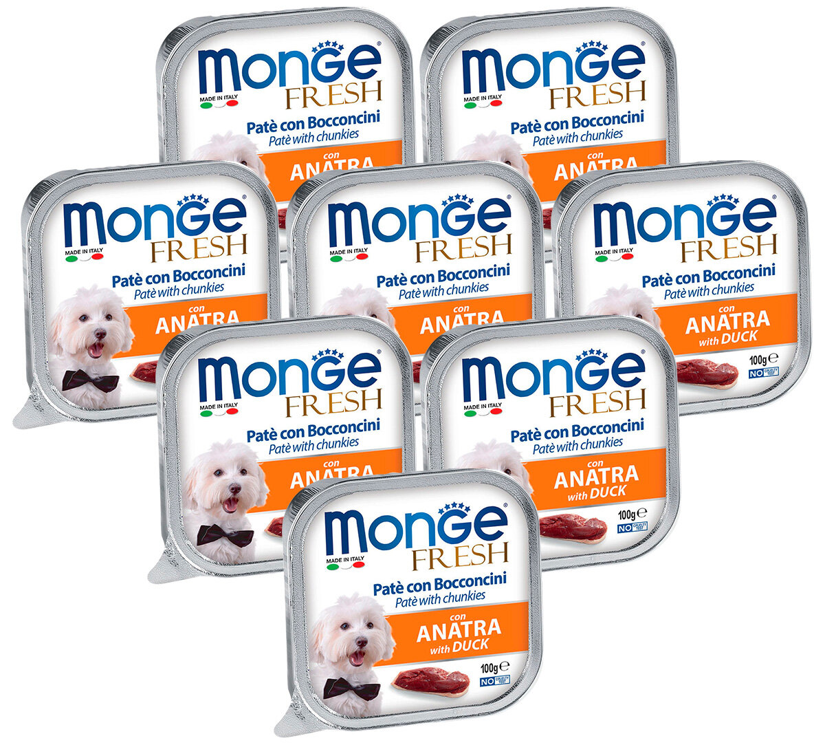 Корм влажный Monge Fresh Dog для взрослых собак паштет с уткой, 100 г 8 шт