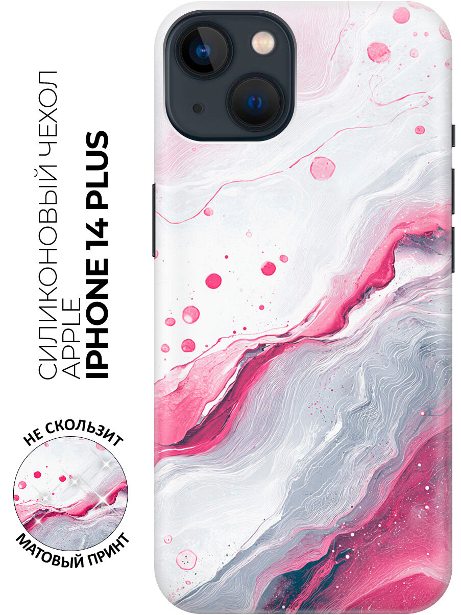 Силиконовый чехол на Apple iPhone 14 Plus с принтом "Бело-розовый срез"