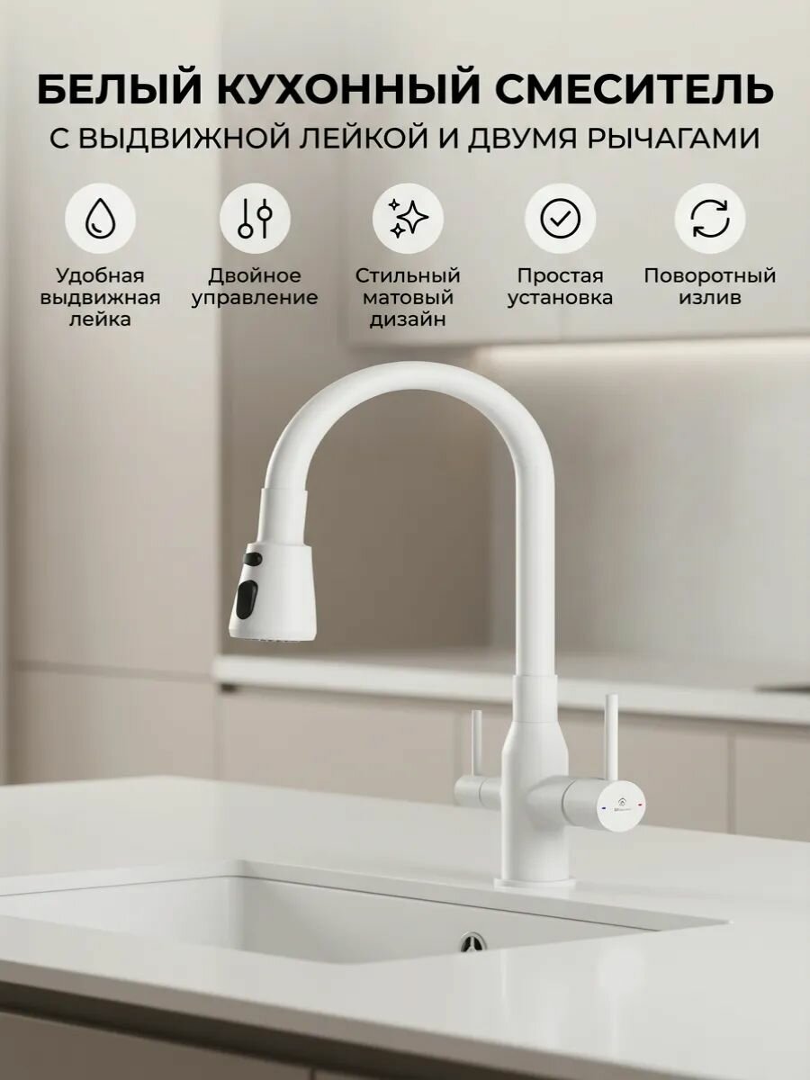 Смеситель с гибким изливом и подключением к фильтру