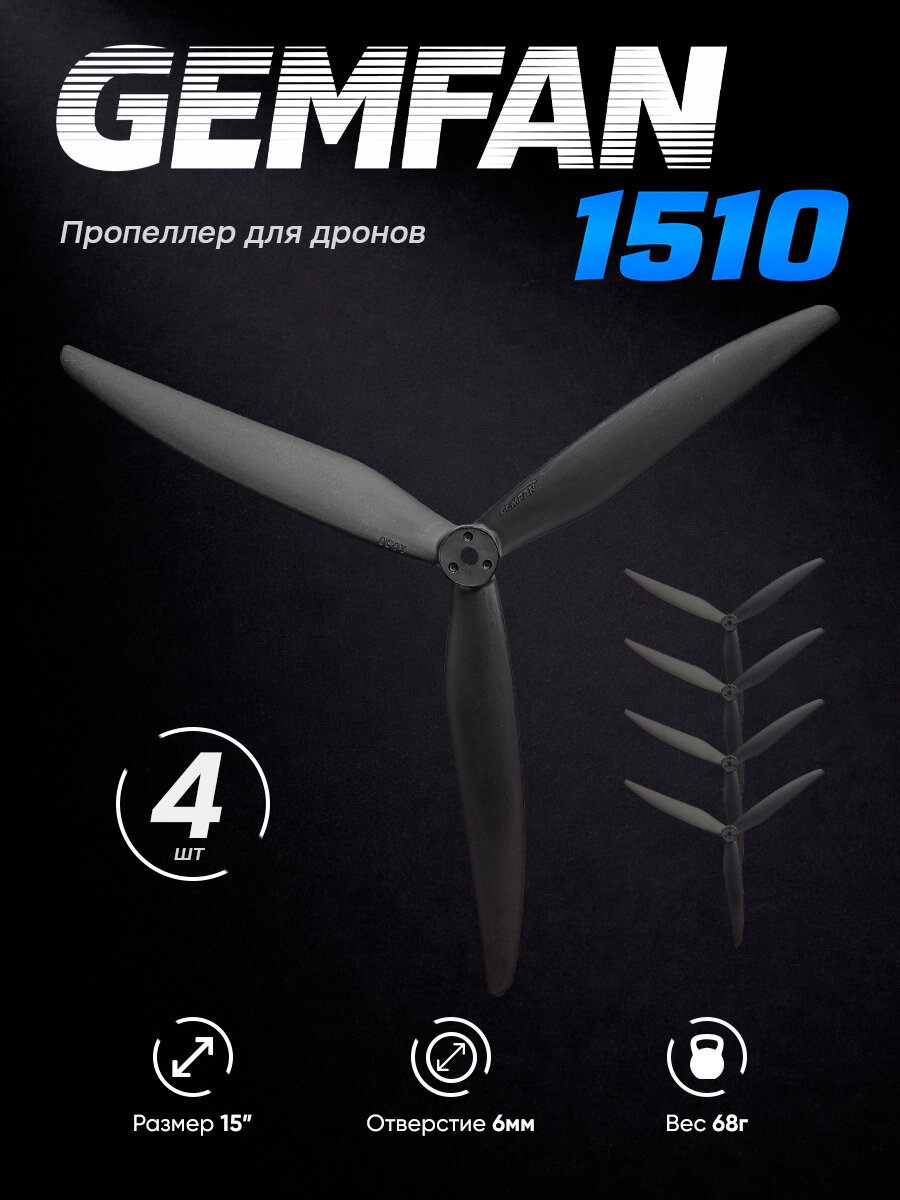 Пропеллеры для FPV дрона 15 дюймов Cinelifter нейлоновые 3х лопастные Gemfan