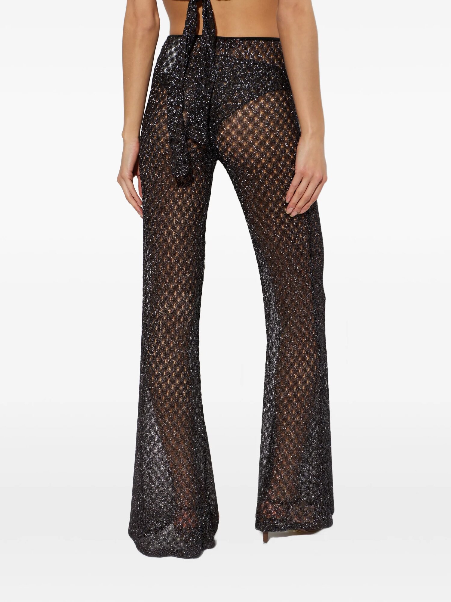 Брюки Missoni Metallic-effect open-knit trousers, размер 40, черный — фото 1