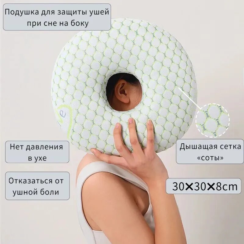 Подушка 30x30 см, Мягкая жесткость, Хлопковое волокно, Полиэфирное волокно
