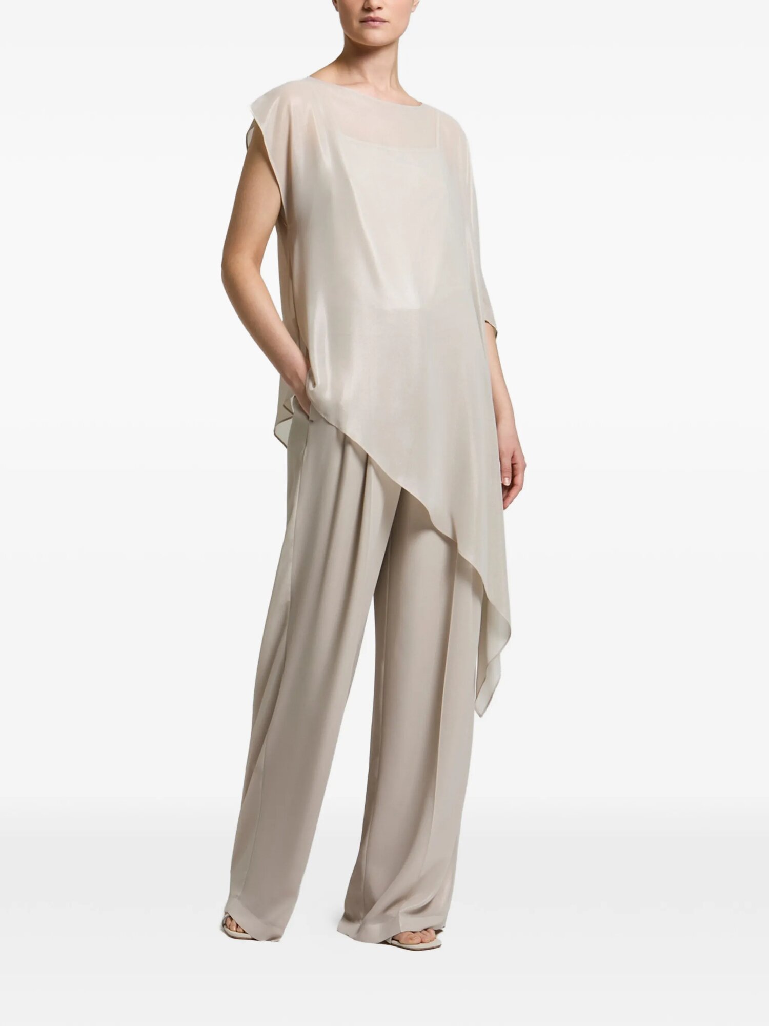 Топ PESERICO Asymmetric-hem metallic-finish top, размер 46 — фото 1