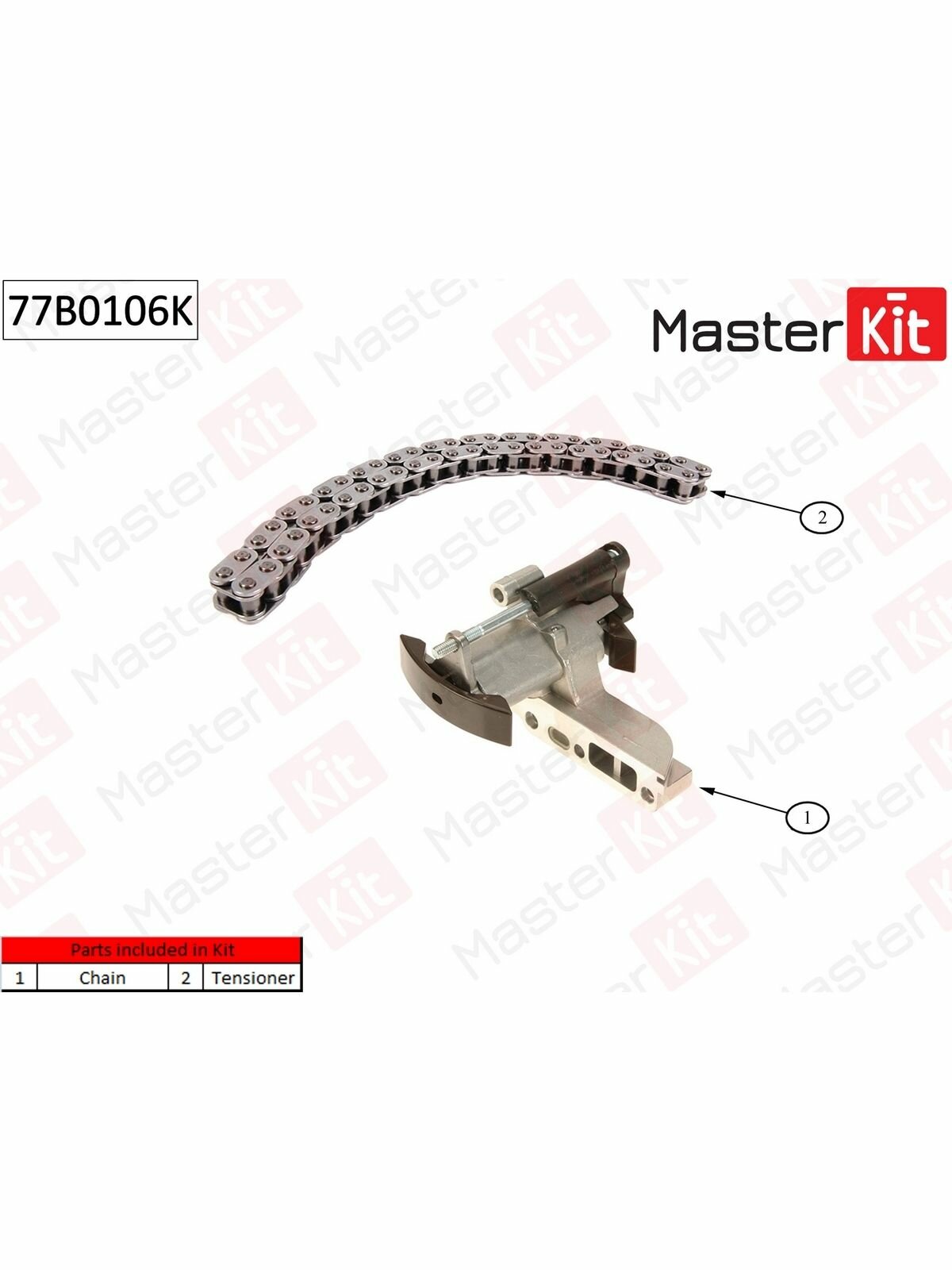 Комплект цепи ГРМ для а/м AUDI A4; SEAT Ibiza / Ауди А4, Сеат Ибица, MASTERKIT 77B0106K