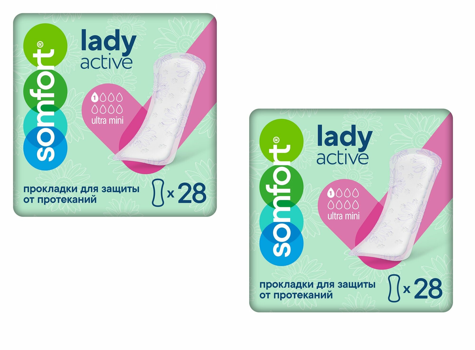 Прокладки урологические Ultra Mini Somfort Lady Active 28шт 2упаковки