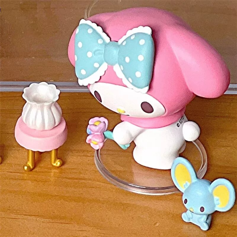 Оригинальные фигурки Sanrio Family Home Time Series в слепых коробках, милые подарки для девочек, настольные статуэтки