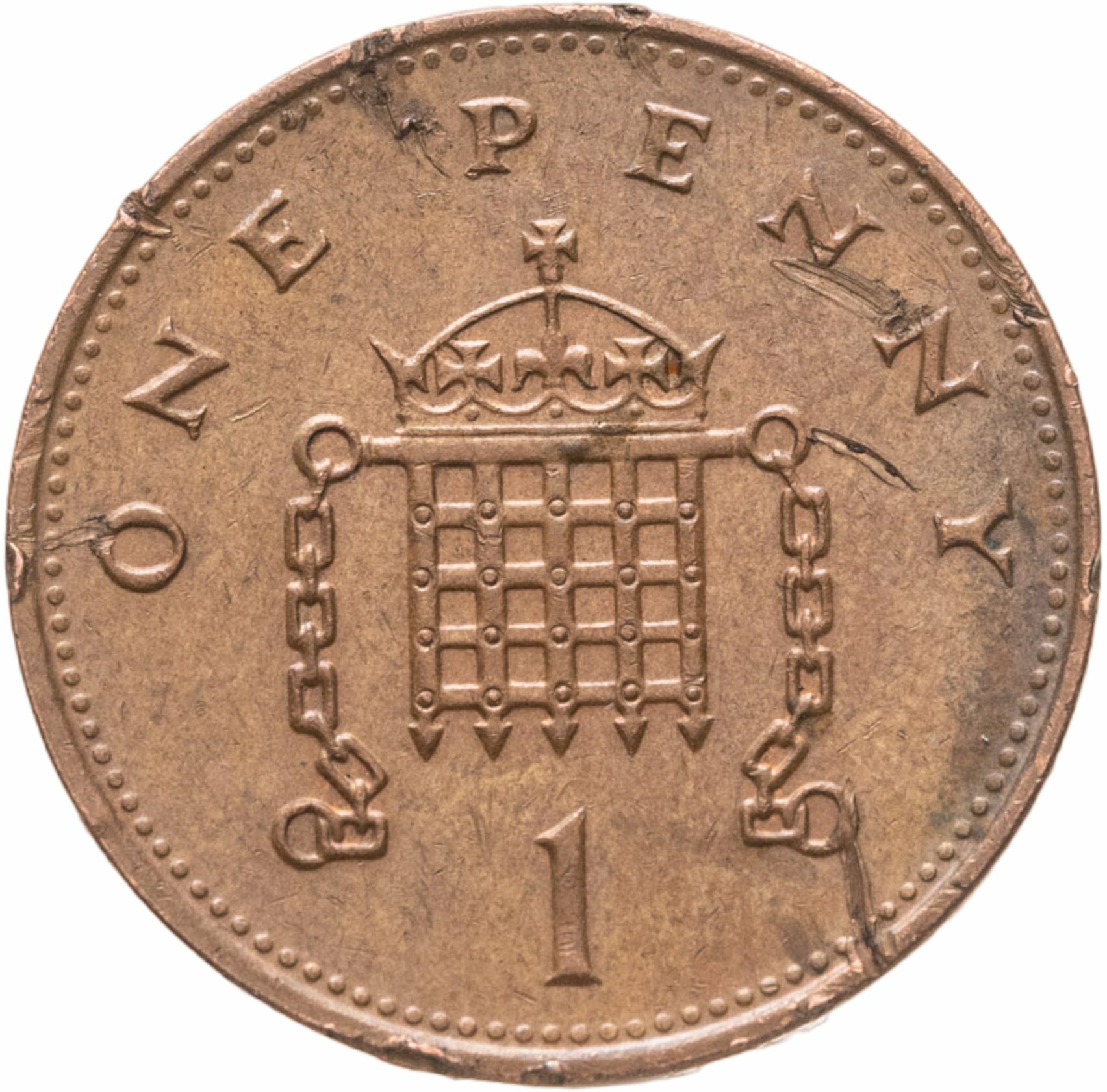 Великобритания 1 пенни 1997, Сталь, в сохранности XF