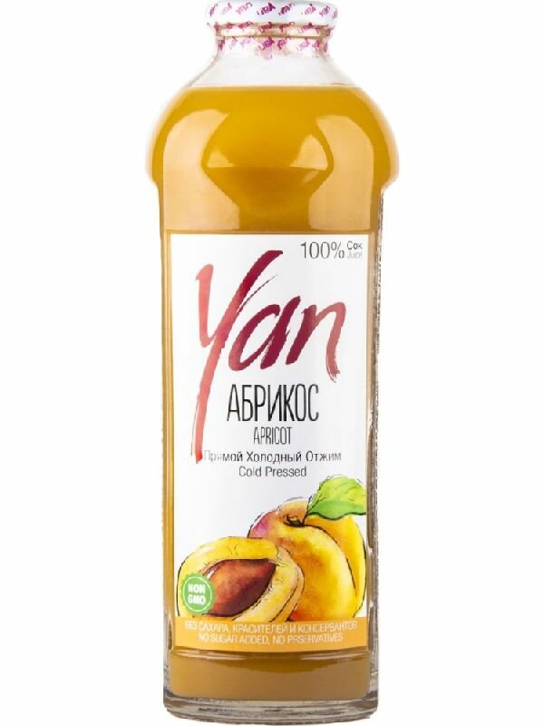 Сок YAN Абрикосовый (без сахара) /стекло/ 0,93л
