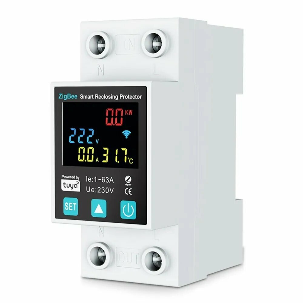 Автоматический Выключатель ZigBee TUYA Smart Life 2P/63A Утечка Тока На Землю