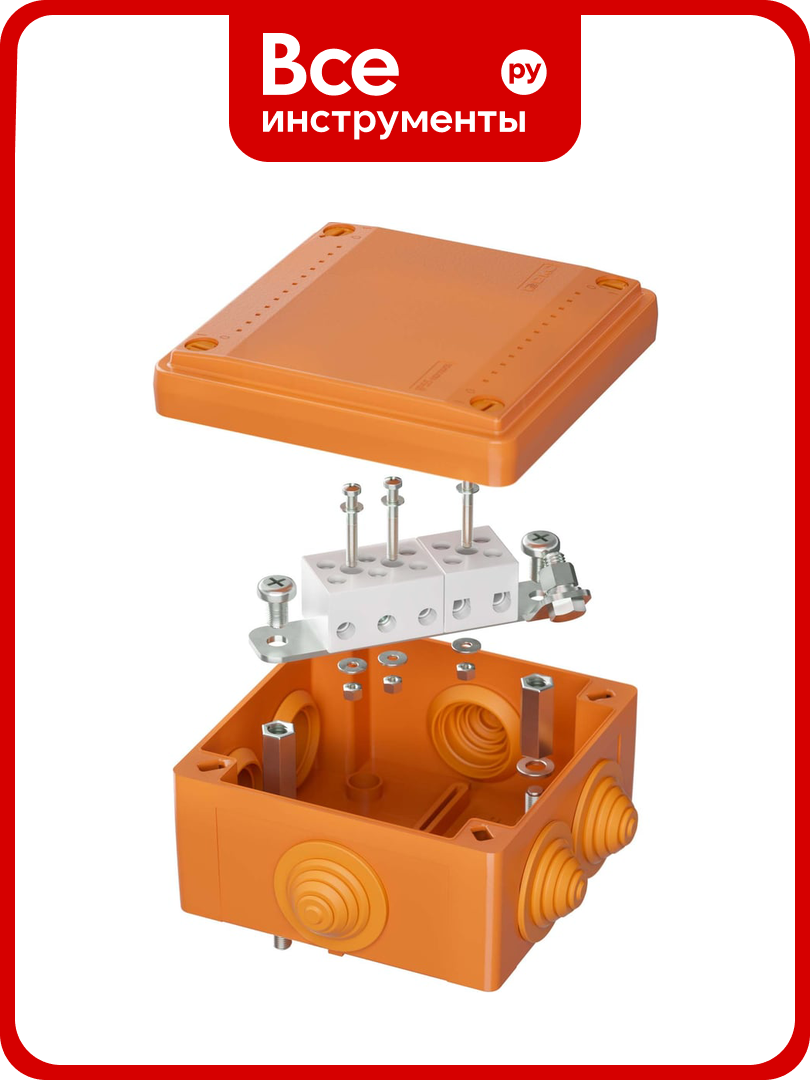 Коробка пластиковая DKC FS с кабельными вводами и клеммниками, IP55, наружный монтаж, оранжевый цвет