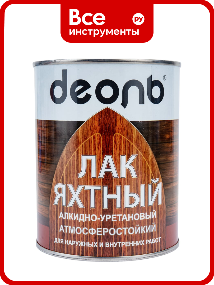 Лак, Деоль, яхтный глянцевый алкидно-уретановый 0.75 л Деоль 00030456, деревянных