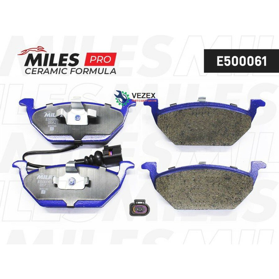 MILES E500061 Колодки тормозные передние (Смесь CERAMIC серия PRO) AUDI A3 03/VW G4/G5/SKODA OCTAVIA 1.4/1.6/1.9D (TRW GDB1658) E500061