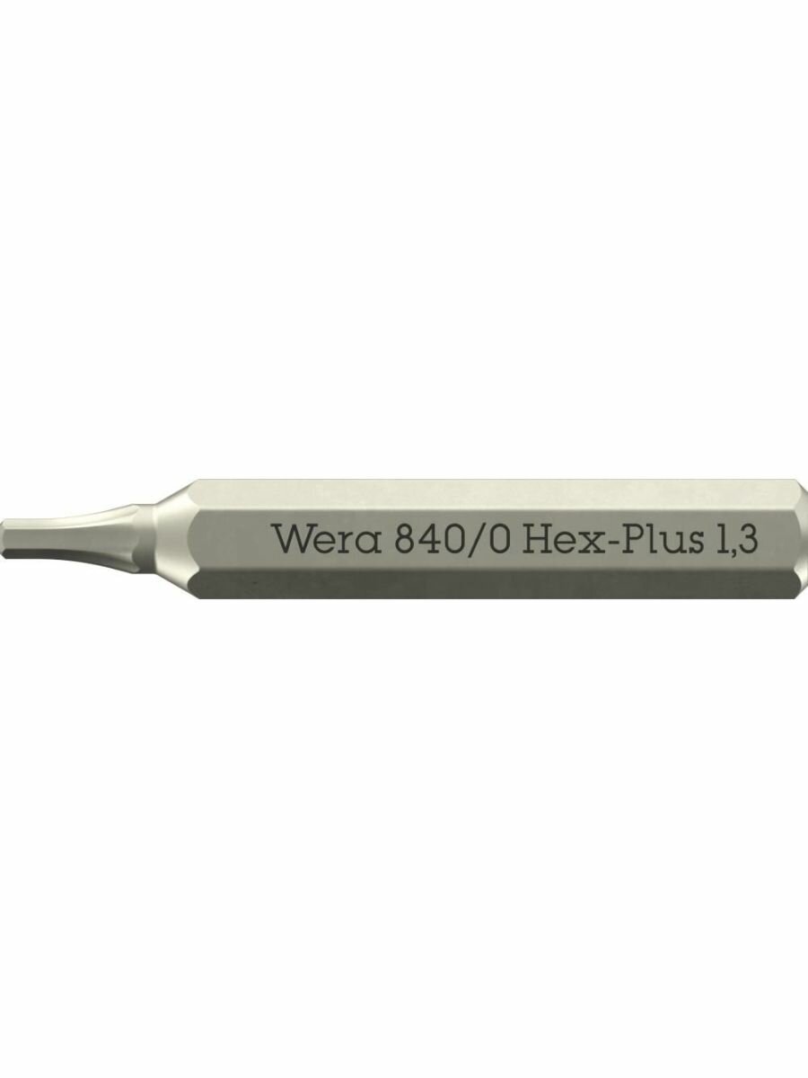 Бита Wera Micro Hex-Plus с внешним шестигранником, HEX 1.3 x 30 мм, хвостовик шестигранный 5/32" C4 - 4мм