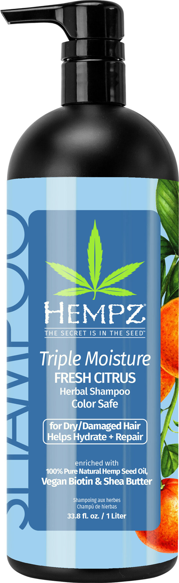HEMPZ Шампунь растительный "Тройное увлажнение" 1000 мл Triple Moisture Daily Herbal Replenishing Shampoo 1000 150ml