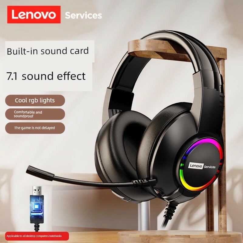 Lenovo E08 Игровая гарнитура с проводным USB и 7.1-канальным звуком для ПК и консолей