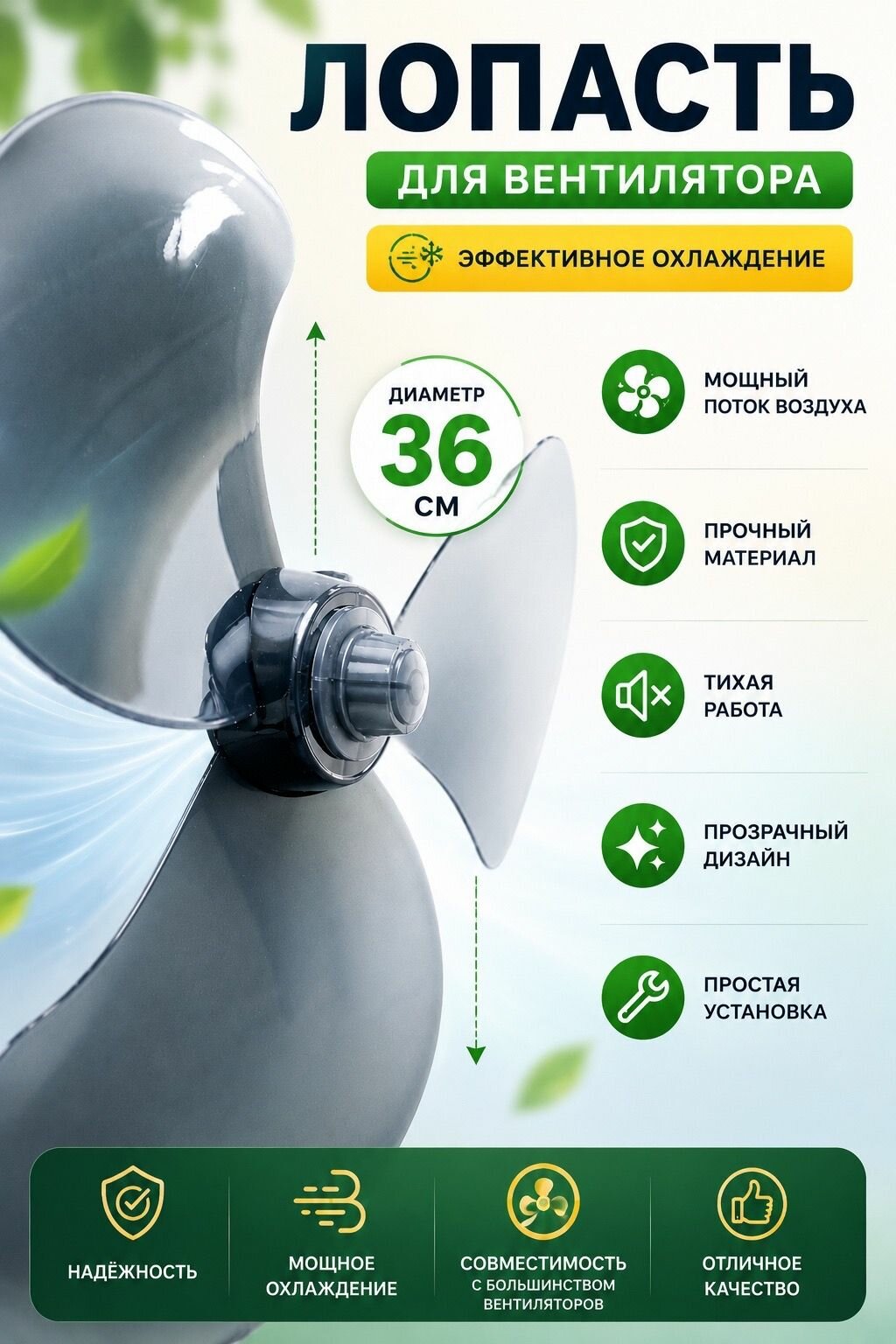 Лопасть вентилятора, крыльчатка вентилятора
