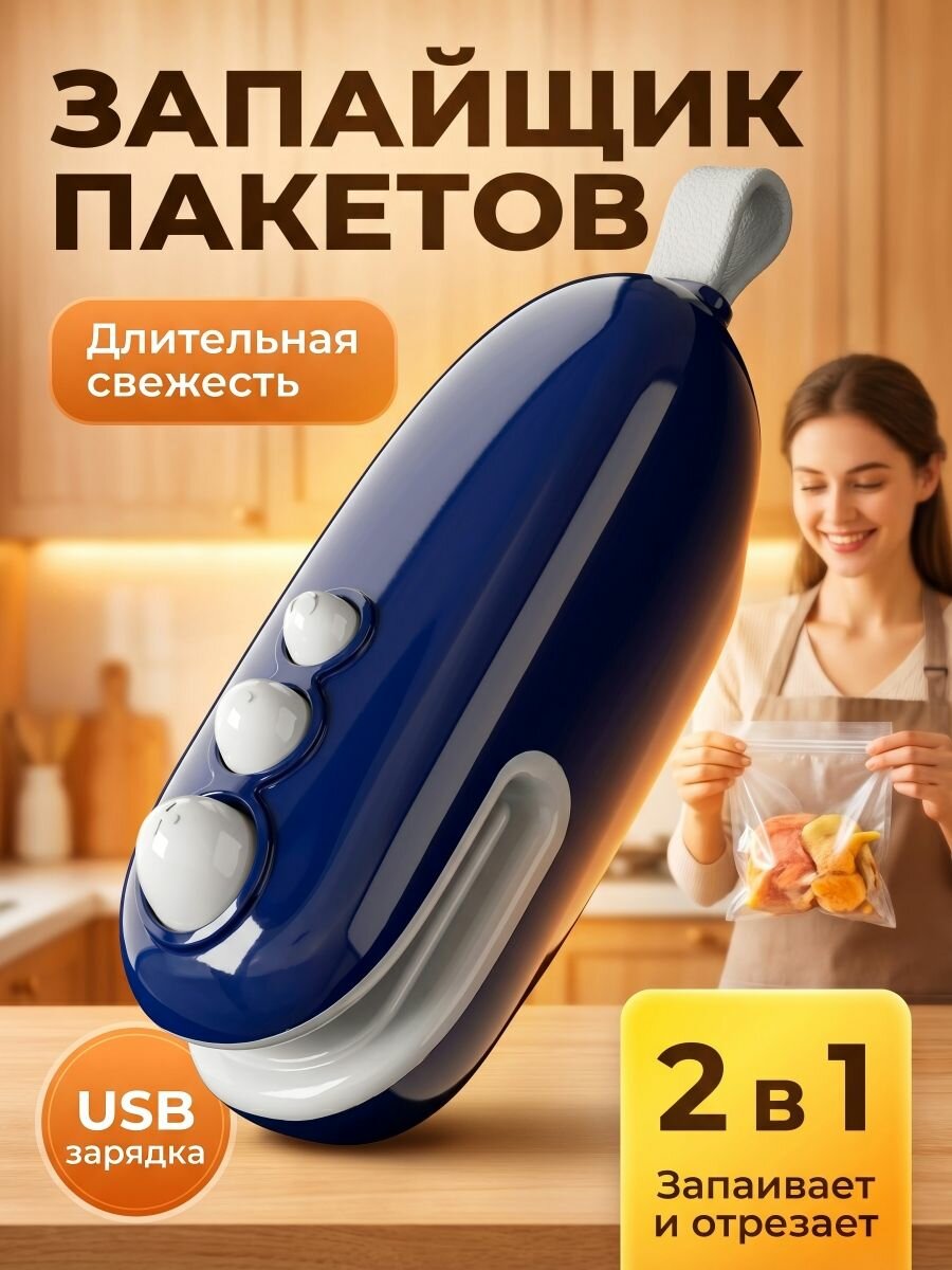 Запайщик пакетов портативный, ручной, кухонный вакуумный упаковщик для продуктов, запаиватель пакетов