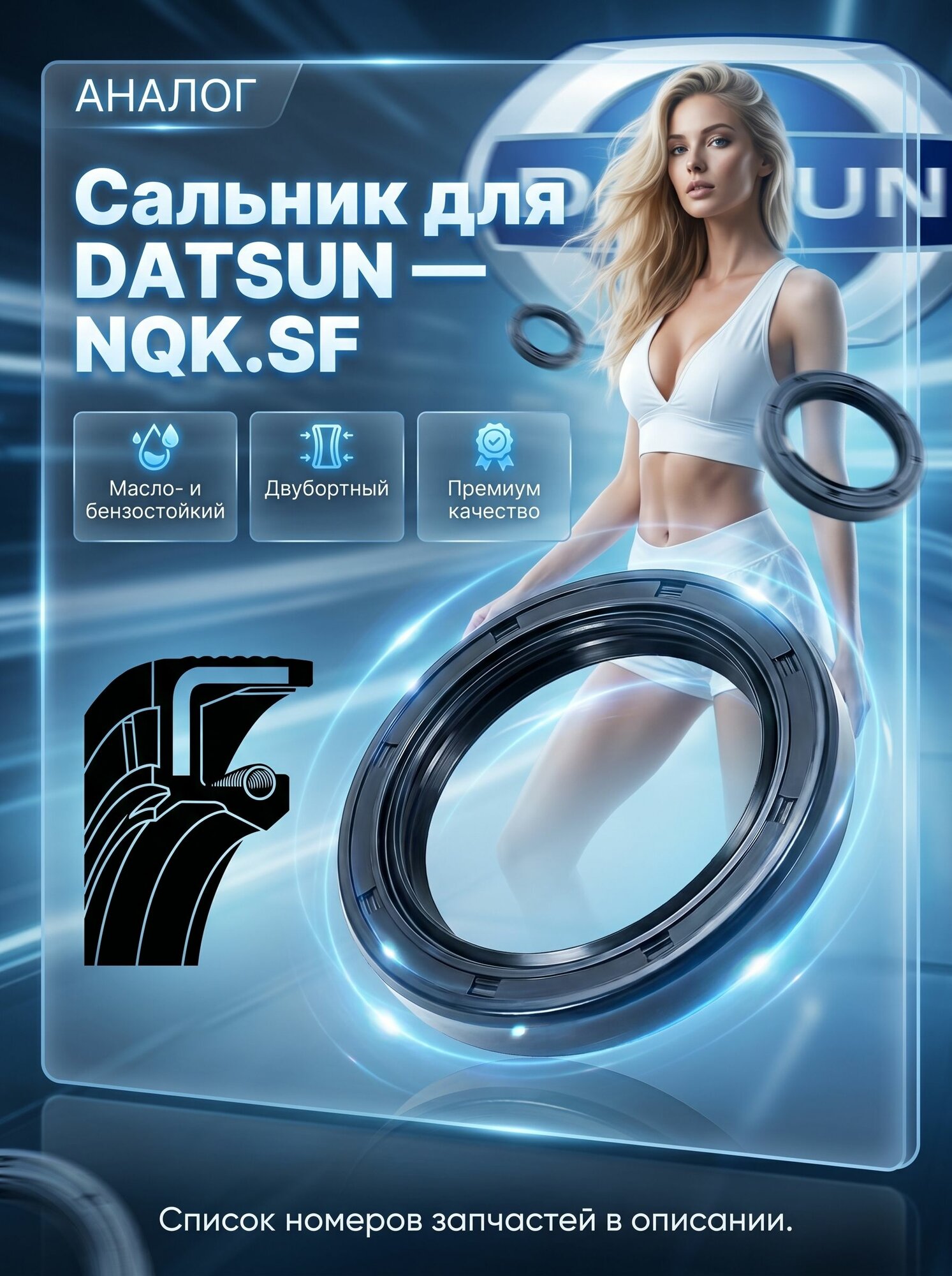 Сальник коленвала 870.320 - NQK.SF на DATSUN on-DO