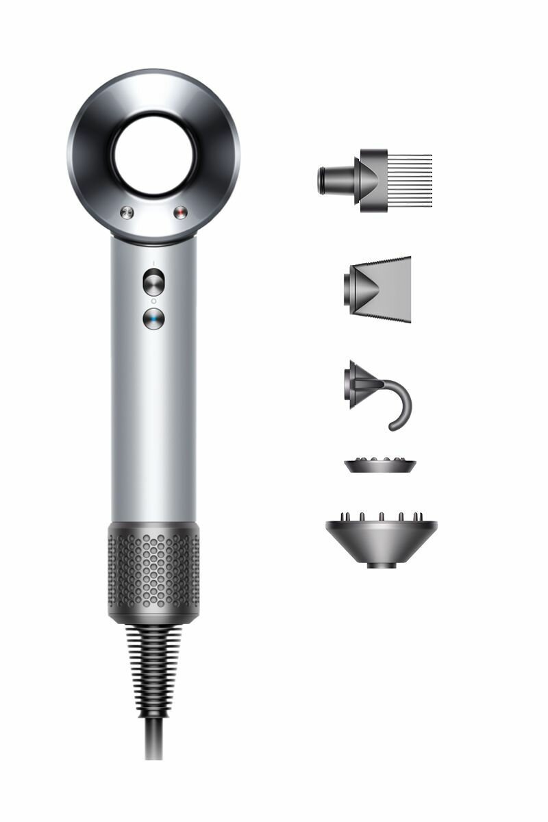 Фен для прямых и волнистых волос Dyson Supersonic, 3 насадки, цвет Серебристый