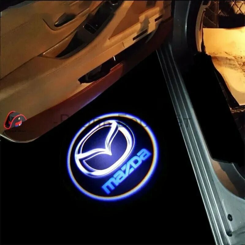 Проекция логотипа Mazda для дверей автомобиля (2 шт.) - алюминиево-пластиковый корпус, 30000 часов работы