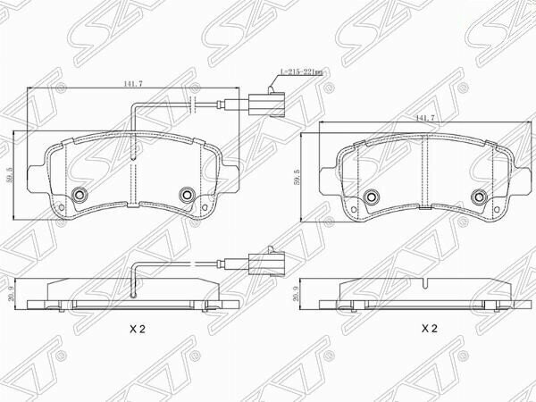 Колодки тормозные SAT ST-77367094 сзади Peugeot Boxer 14- / Citroen Jumper 14-