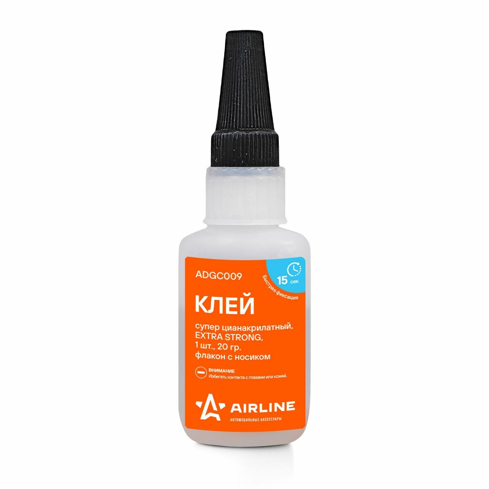 Клей супер цианакрилатный EXTRA STRONG, 1 шт, 20 гр, флакон с носиком AIRLINE ADGC009
