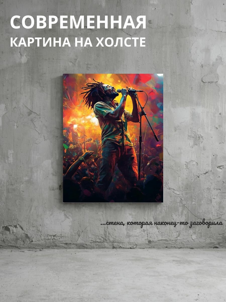 Картина на холсте Сцена выступления музыканта 20x30 см