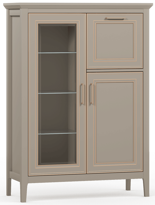 BRW Тумба Классик/Classic KOM1W1D1B Глиняный серый, Глиняный серый Глиняный серый, Глиняный серый