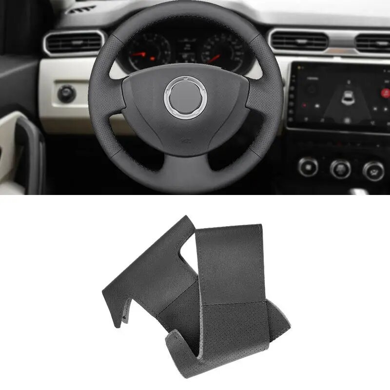 Для Renault Logan 1, Sandero Symbol Clio Twingo Lada Largus Nissan Almera 3 G15, прошитый вручную руль, черный кожаный чехол