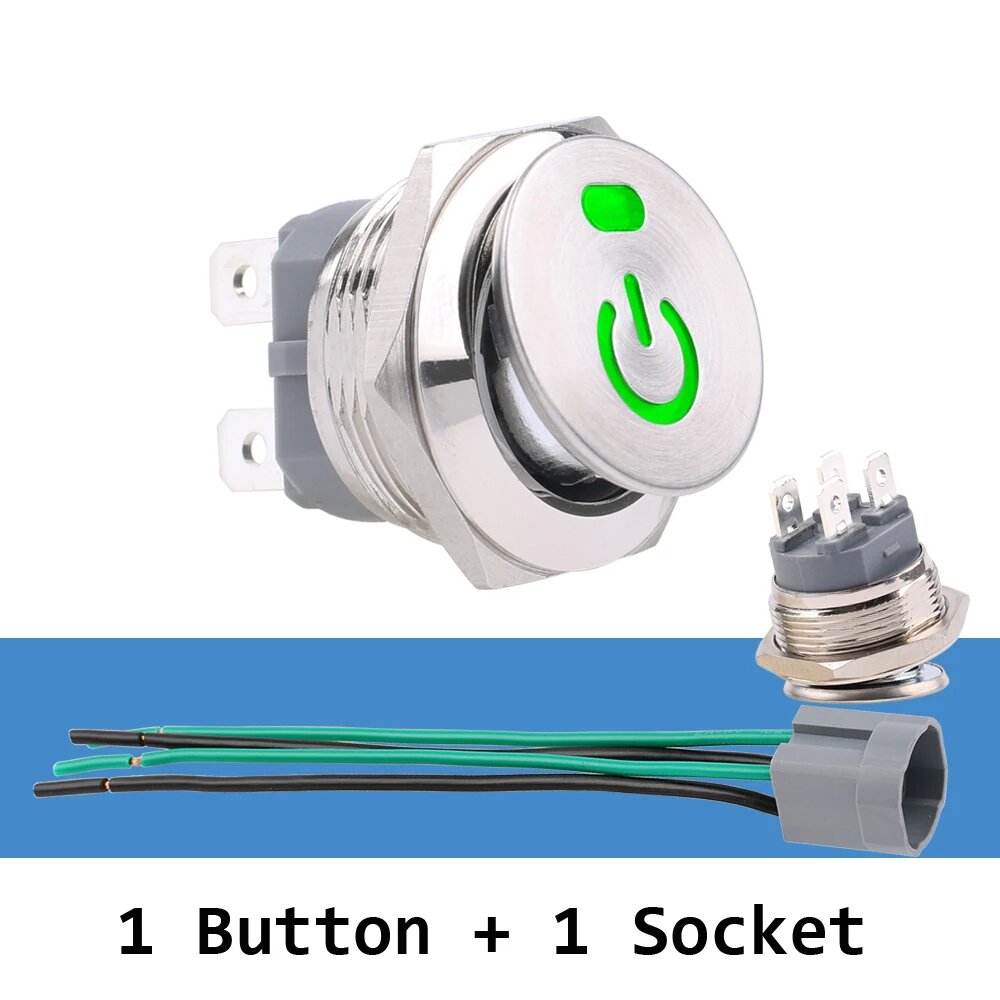Переключатель 22мм Power-Green LED 12-24V