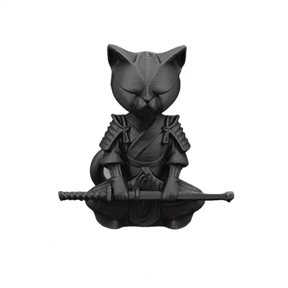 Статуэтка самурая-кота, черный