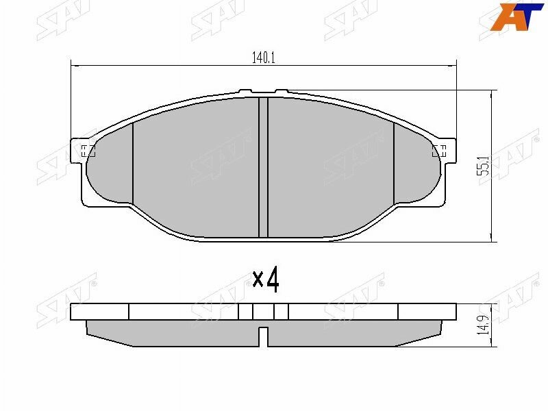 . SAT Тормозные колодки передние для TOYOTA HIACE/HILUX 89-96