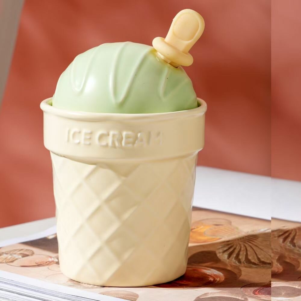 Керамическая чашка с конусом для мороженого, green, About 300ml