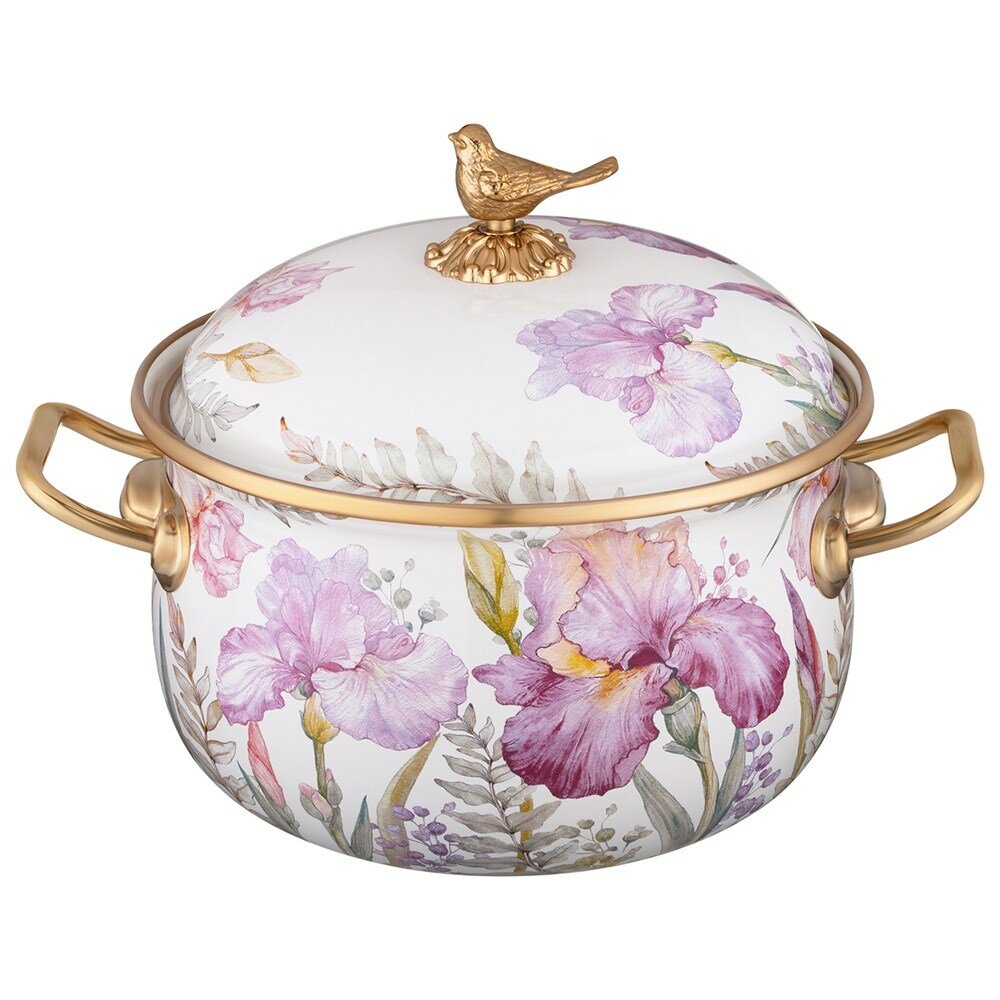 Кастрюля эмалированная lefard с крышкой, серия irises 2,8л, диа.18 см подходит для индук. плит