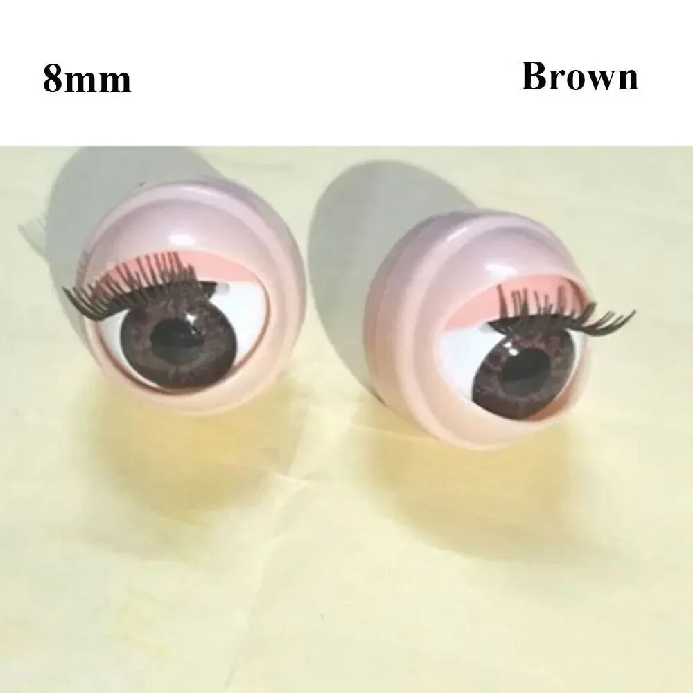 Кукольные глаза 8mm Brown с ресницами, 1 пара