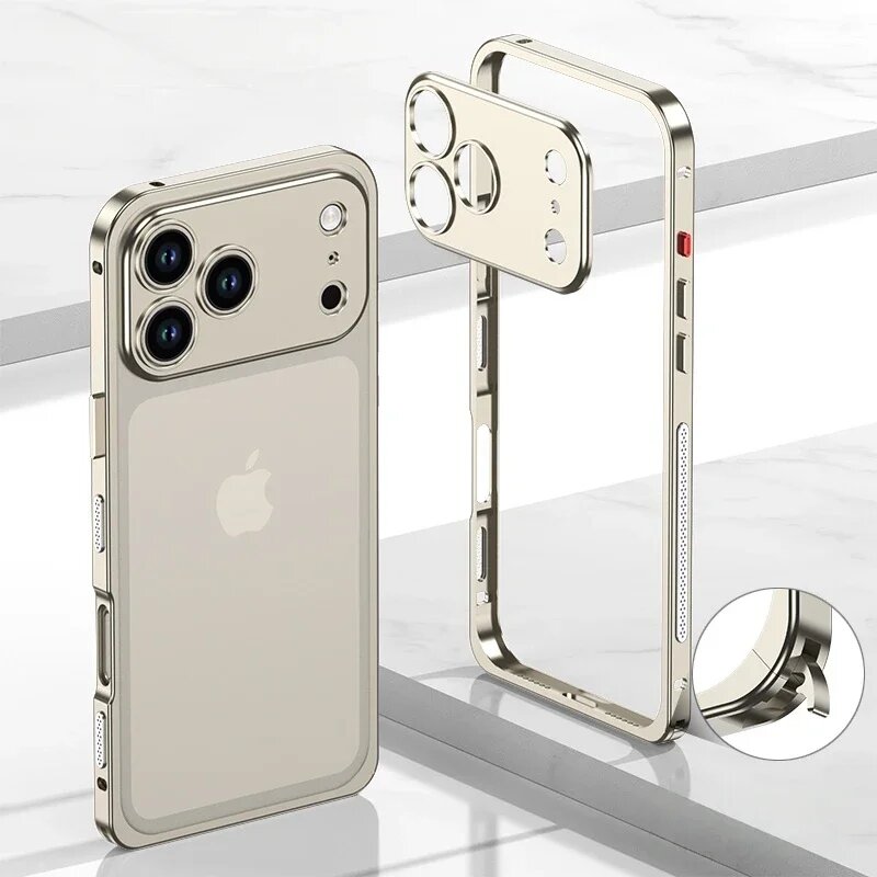 Противоударный металлический чехол-бампер для iPhone 17 Air, съемная металлическая Айфон 16 Про, Tai