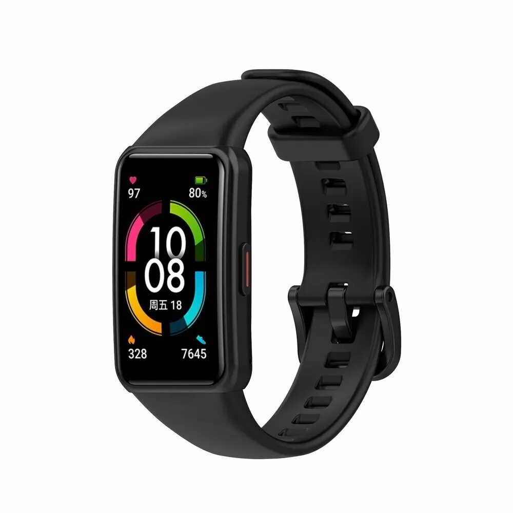 Силиконовый ремешок для Honor Band 6 и Huawei Band 6 / Спортивный ремешок для Хонор Бэнд 6 и Хуавей Бэнд 6