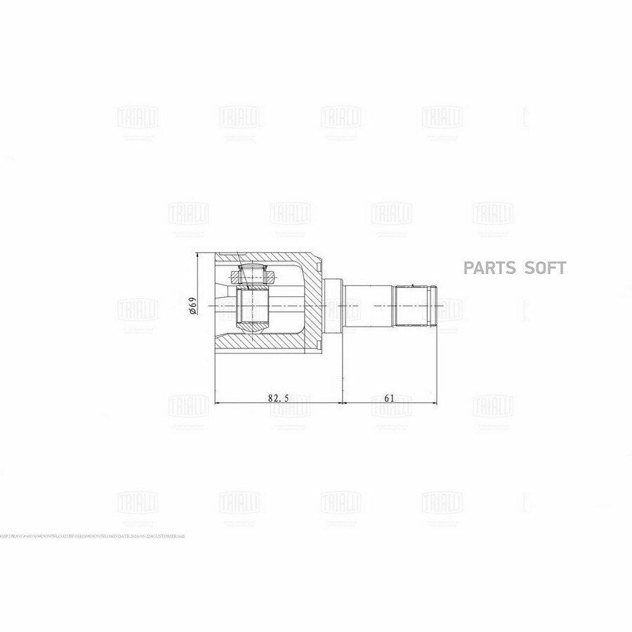 TRIALLI GO 708 ШРУС для а/м Geely Atlas (16-) 1.8i/2.4i AT 4WD (внутр. зад.) (GO 708)