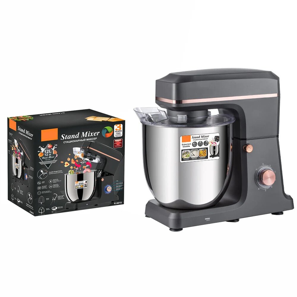 Планетарный электрический кухонный миксер Home Kitchen объёмом 12 л, стационарный миксер для теста и тортов, 2000 Вт, 3 в 1