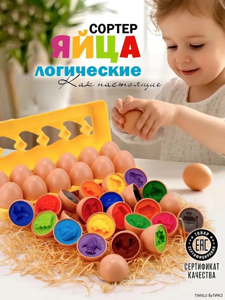 Сортер яйца "Транспорт" 12 шт для малышей