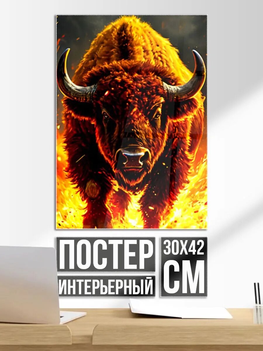 Постер на стену Буйвол в огне