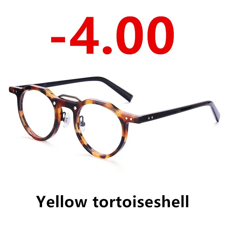 Фотохромные круглые очки KJDCHD из ацетата Yellow -4.00, Желтый