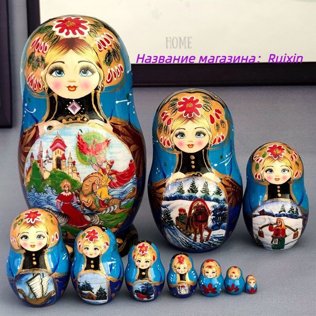 Матрешка деревянная с ручной росписью, подарок на 8 марта, русская народная игрушка
