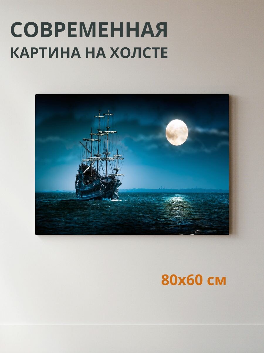 Картина на холсте Парусник 80x60 см